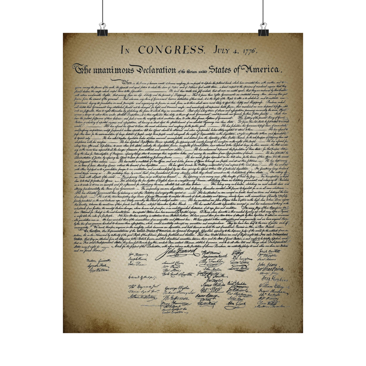Declaration of Independence Matte Vertical Posters – K&B Masterworks